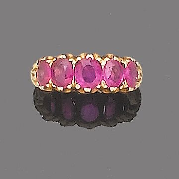 Bonhams : A ruby five-stone ring