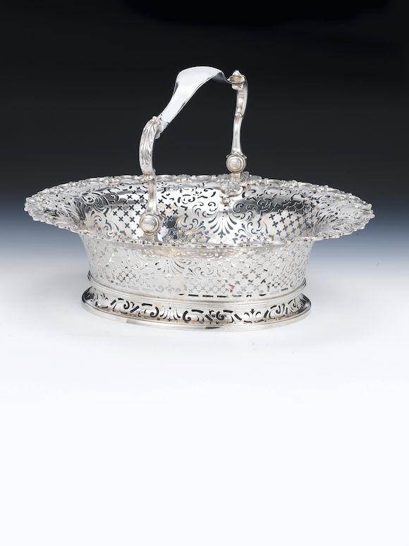 Bonhams : A George II silver swing-handled basket, by John Jacob ...
