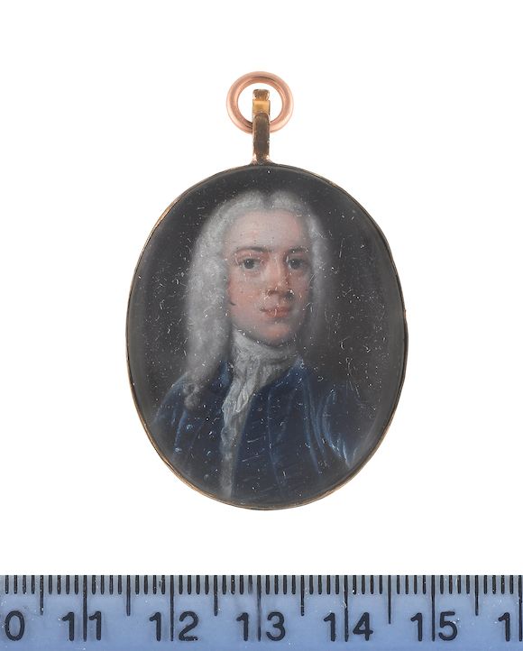 Bonhams : English School, circa 1740 A Gentleman, wearing blue coat ...