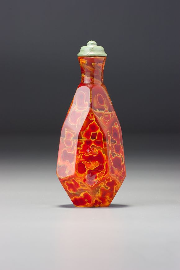 Bonhams : A multi-facetted 'realgar' glass snuff bottle Attributed to ...