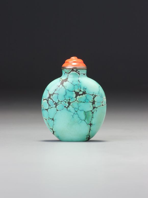 Bonhams : A turquoise matrix snuff bottle 1740–1850