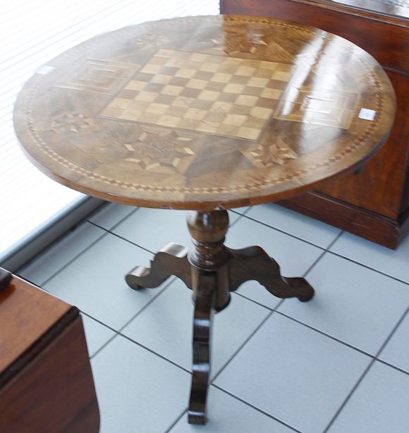 Bonhams : A 19th Century German walnut and parquetry circular folding ...