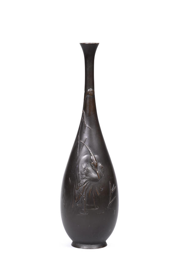 Bonhams A Bronze Single Flower Vase By Issho Meiji Period