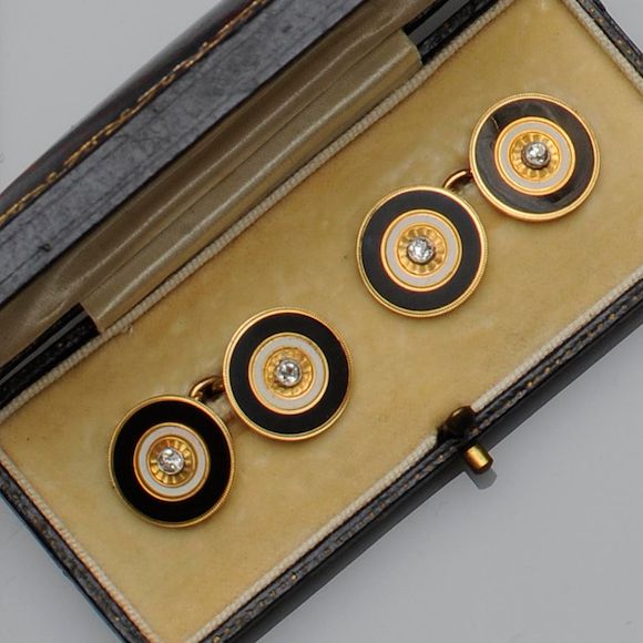 Bonhams : A pair of circular disc cufflinks