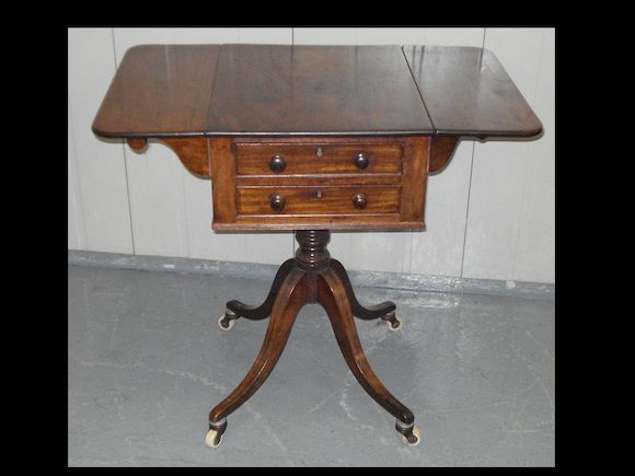 Bonhams : A Regency mahogany drop flap work table,
