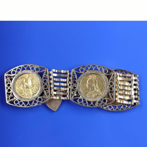 Bonhams : A sovereign bracelet The three sovereigns, 1889, 1906 and ...
