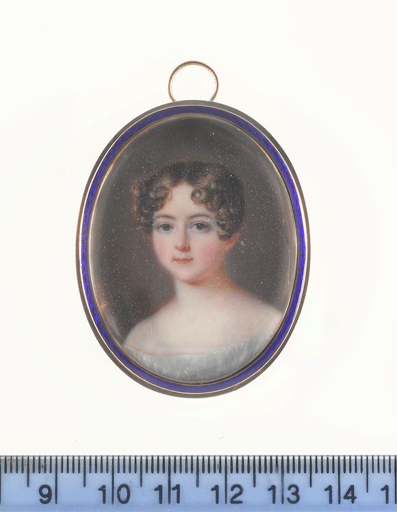 Bonhams : English School, circa 1810 Miss Beale, wearing white dress ...