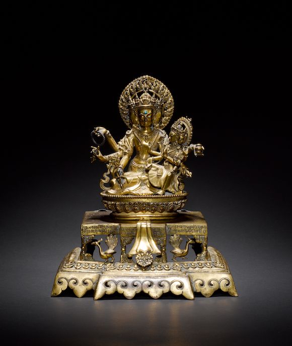 Bonhams : A Nepalese, Tantric Buddhist, gilt bronze sculpture of ...