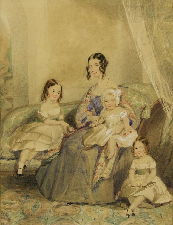 Bonhams : English School circa 1840 A mother with her three children in ...