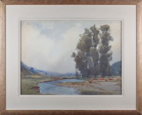 Bonhams : Alfred James Collister (British, born 1869) Cattle by the River