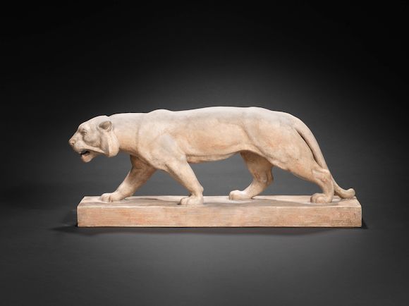 Bonhams : Henri Bargas A Terracotta Sculpture of a Prowling Panther ...