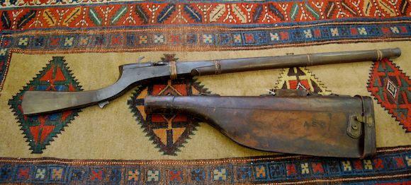 Bonhams : A rampart gun and a hide "leg of mutton" case