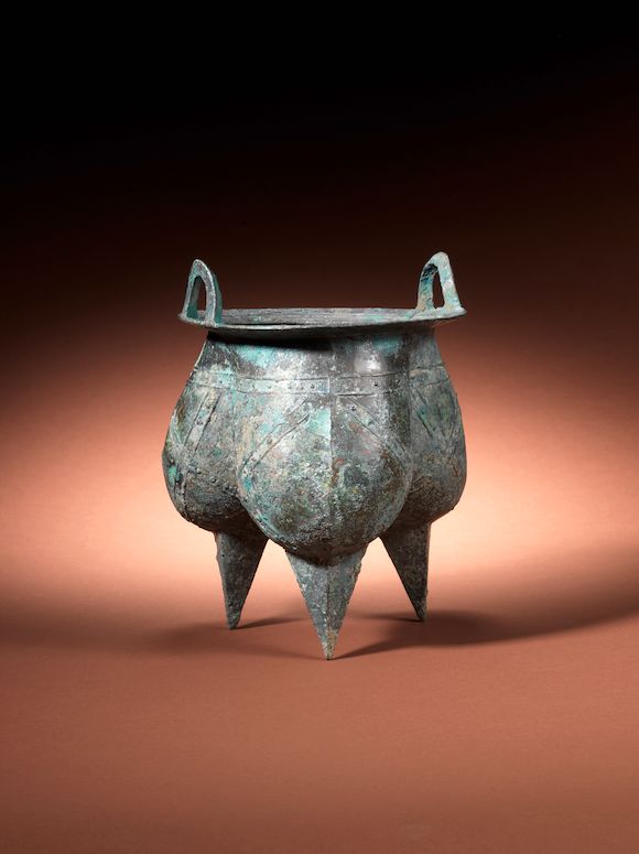 Bonhams : A rare and important archaic bronze food vessel, li ding ...