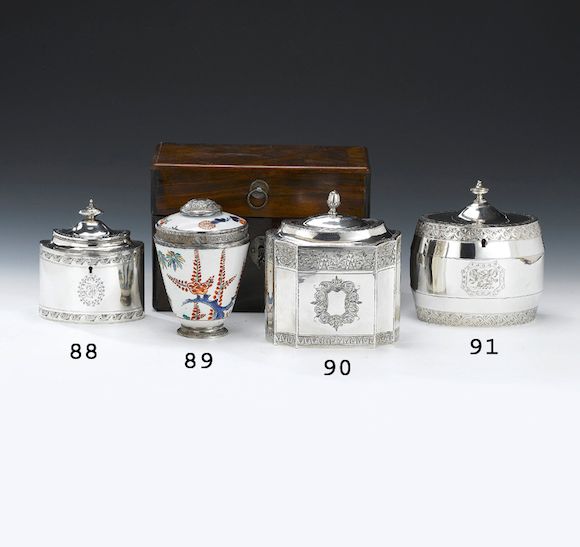 Bonhams : A George III silver barrel form tea caddy, by Henry Chawner ...
