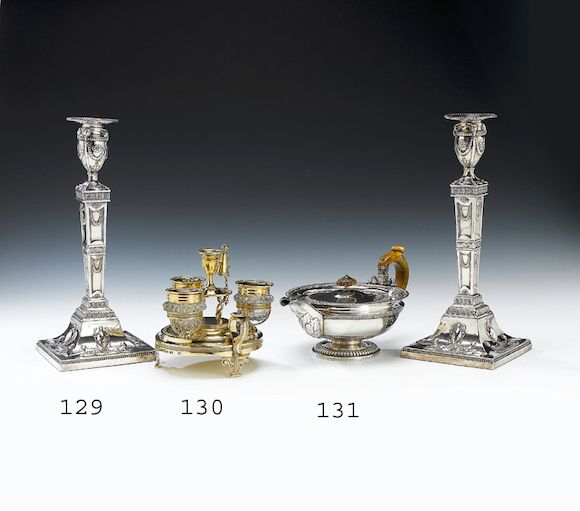 Bonhams : A pair of George III silver Neo-Classical candlesticks, by ...