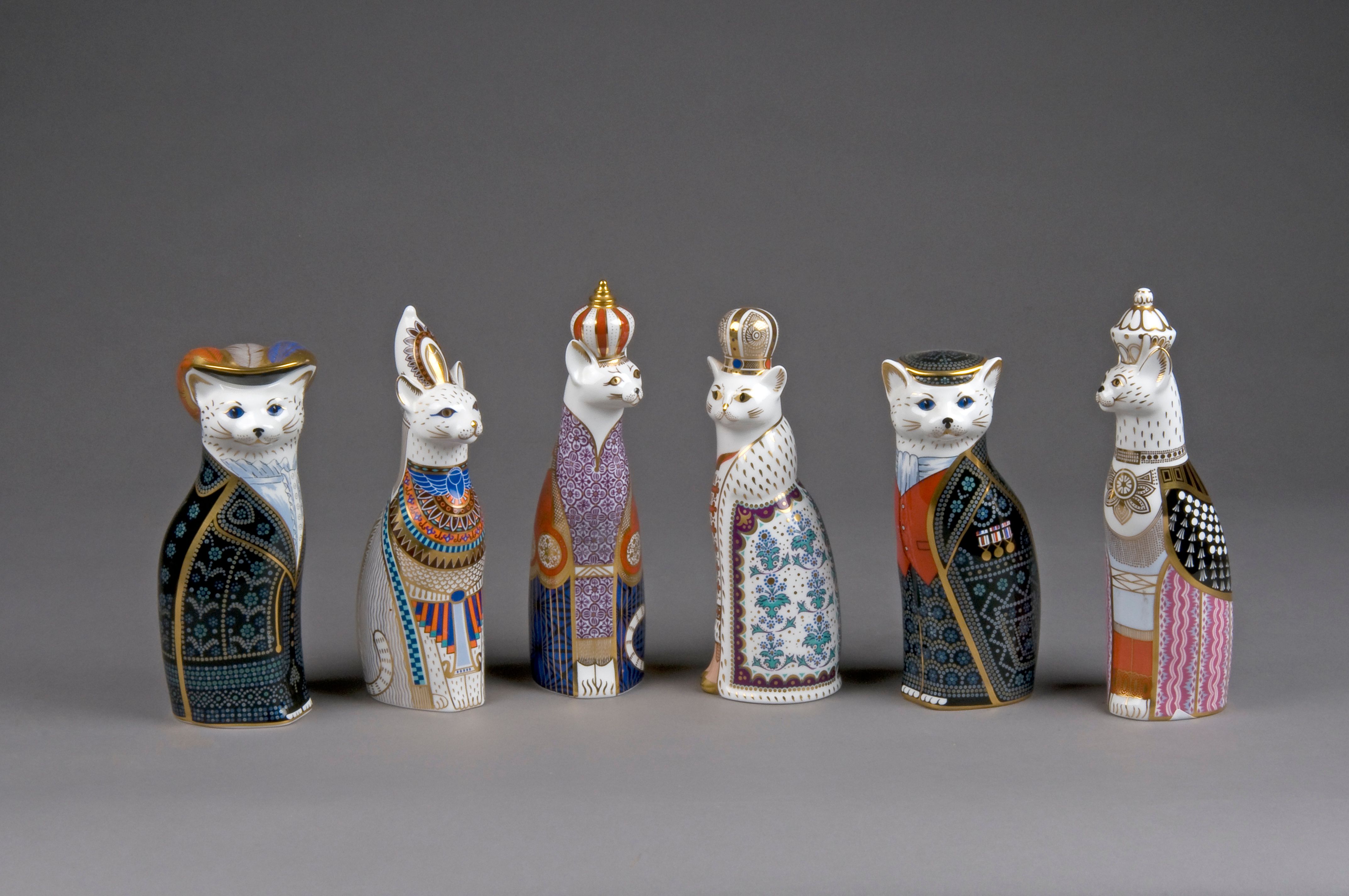 Bonhams : A collection of six Royal Crown Derby Royal Cats