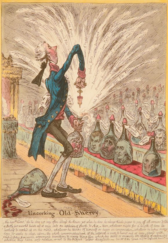 Bonhams : James Gilray (British, 1757-1815) Uncorking Old-Sherry