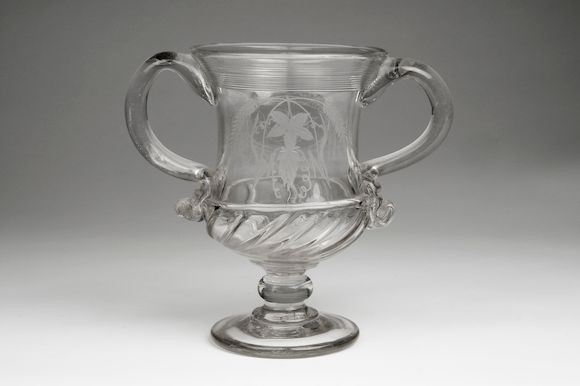 Bonhams : A fine twin handled glass loving cup circa 1760