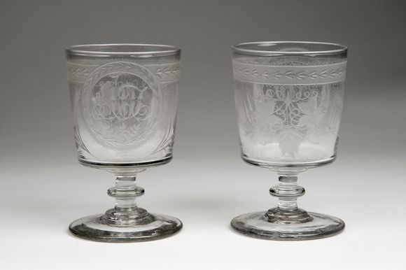 Bonhams : A pair of Regency engraved ale glasses