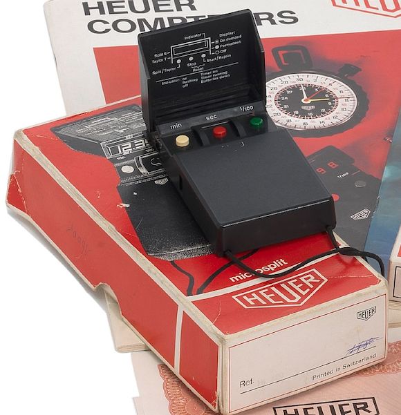 Bonhams : A Heuer Microsplit timing device together with a 1979 Dutch ...