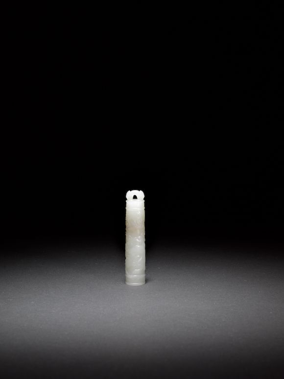 Bonhams : A jade carved as a pipe-shaped finial for a Mandarin's or ...