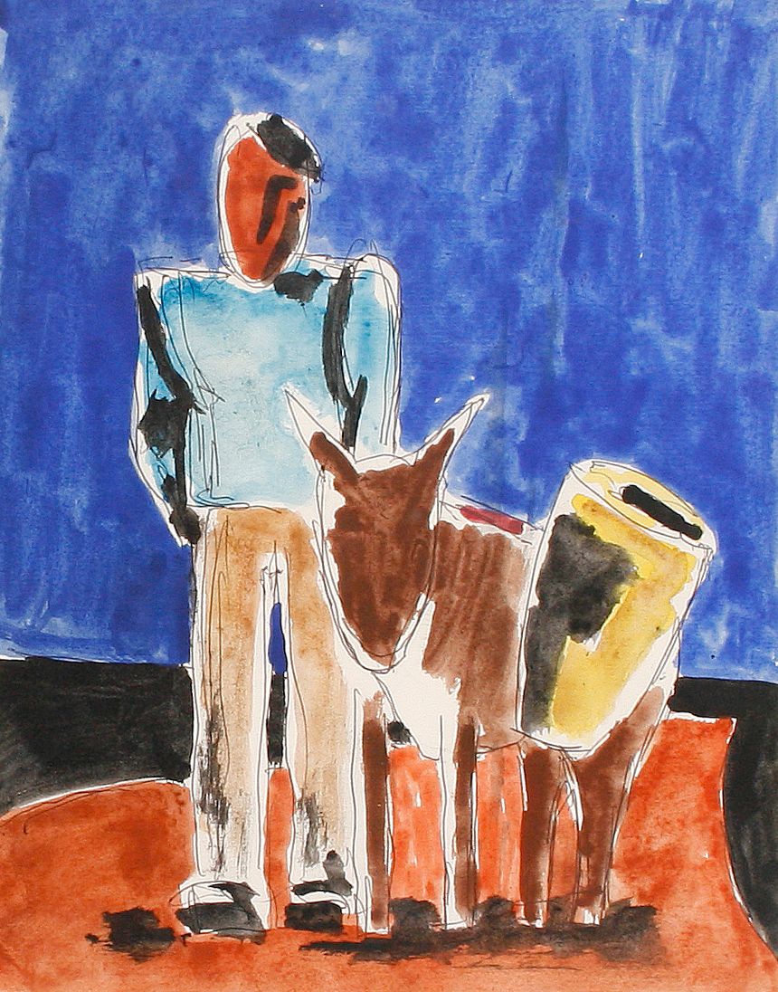 Bonhams : Josef Herman R.A. (British, 1911-2000) Man with donkey
