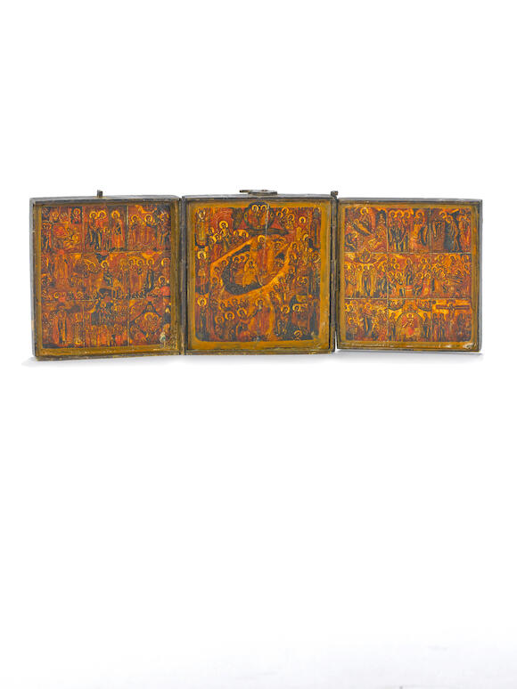 Bonhams : A triptych of the Resurrection and Feasts Russian, late 18th century