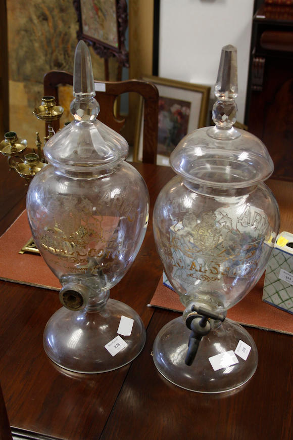 Bonhams A 19th Century Clear Glass Bar Top Whisky Urn
