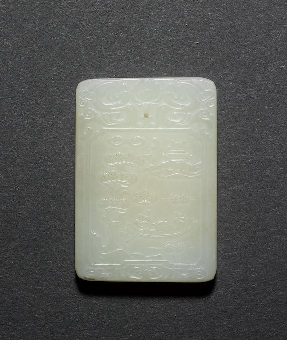 Bonhams : A rectangular jade plaque
