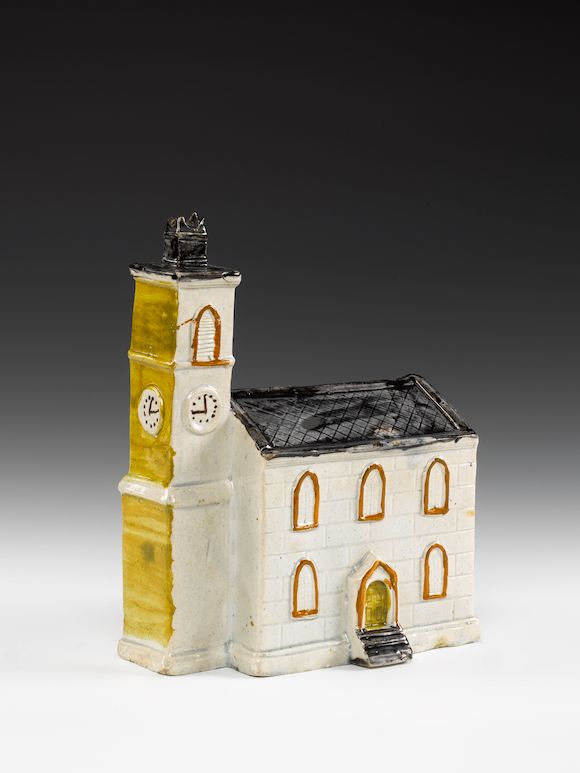 Bonhams : A rare Pratt Ware model of a church, circa 1820