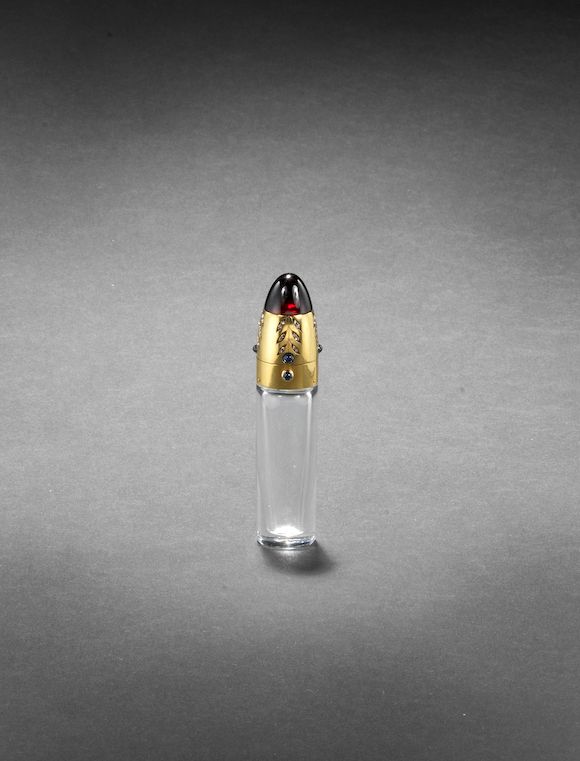 Bonhams : Paul Frey A Rare Glass and Jewelled Gold Perfume Bottle ...