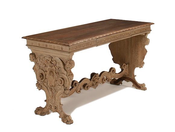 Bonhams : A late 19th century limed walnut centre table