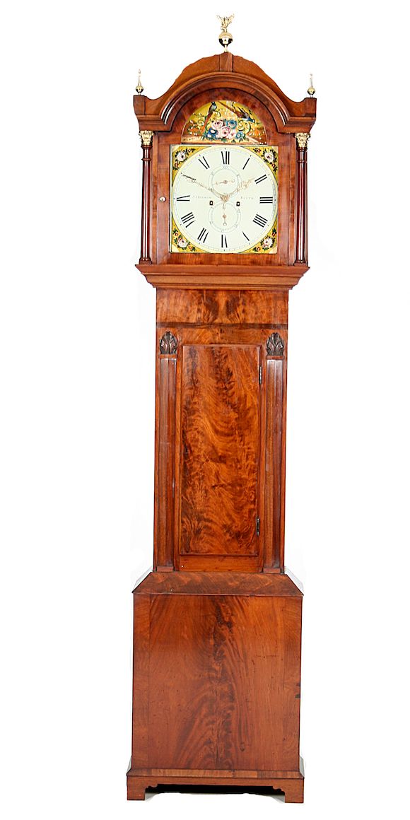 Bonhams : A mid 19th century mahogany-cased 8-day painted dial longcase ...