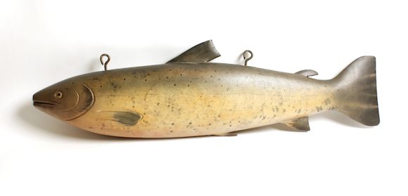 Bonhams : A painted and carved wood fish shop window sign