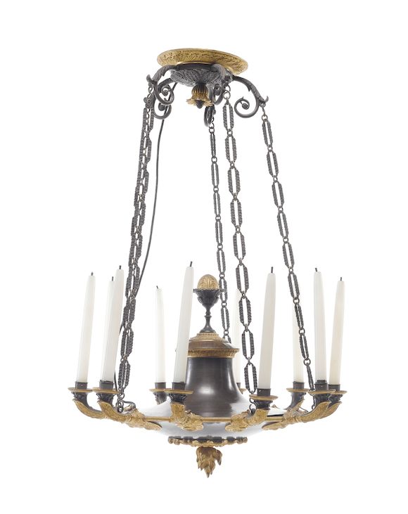 Bonhams : A Regency bronze and gilt bronze ten light 'colza' type ...