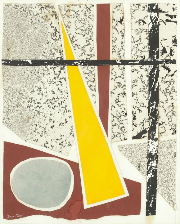 Bonhams : John Piper (British, 1903-1992) Collage in yellow, red and ...