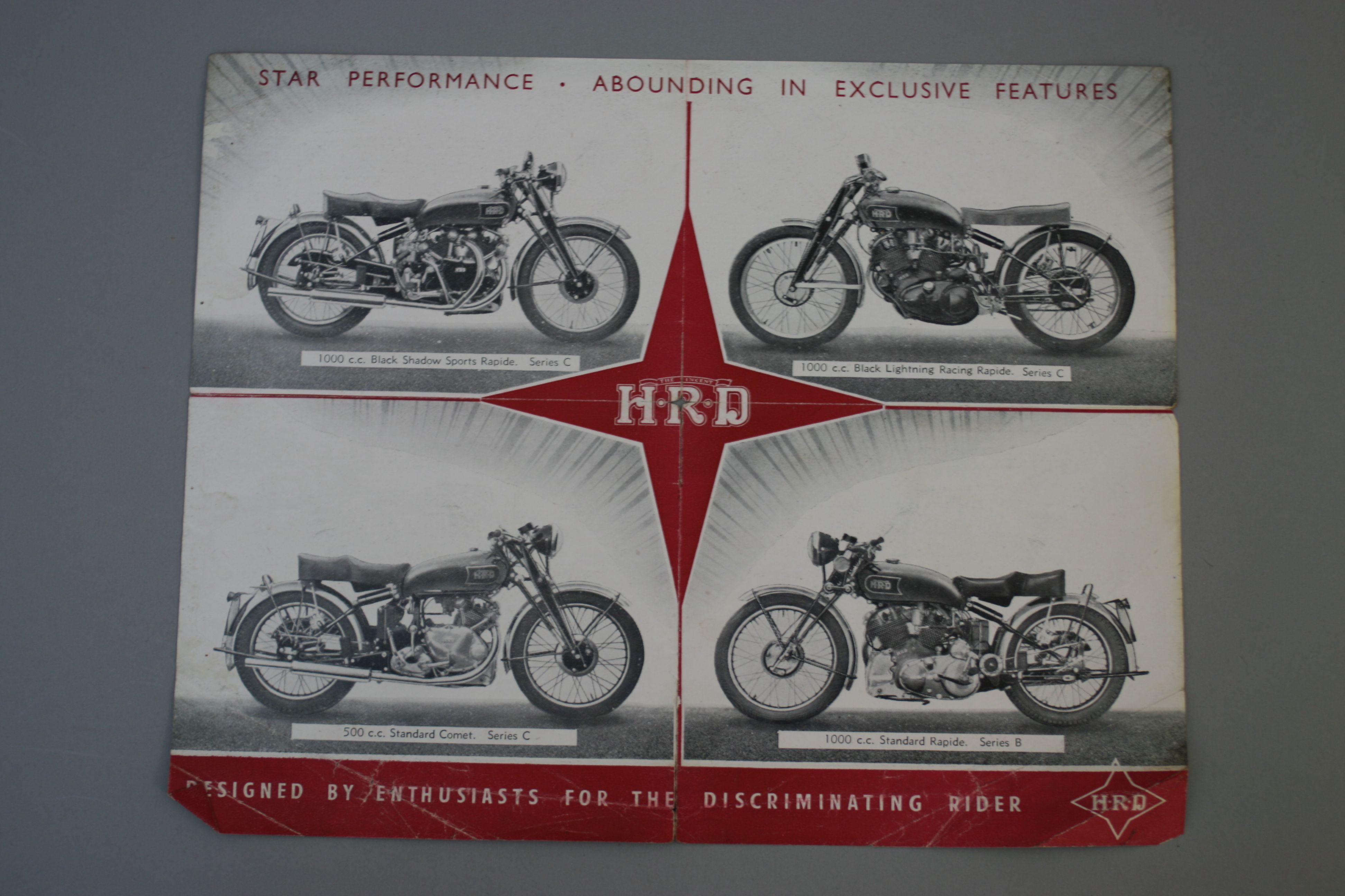 Bonhams Cars : A 1948 Vincent HRD fold-out pamphlet,