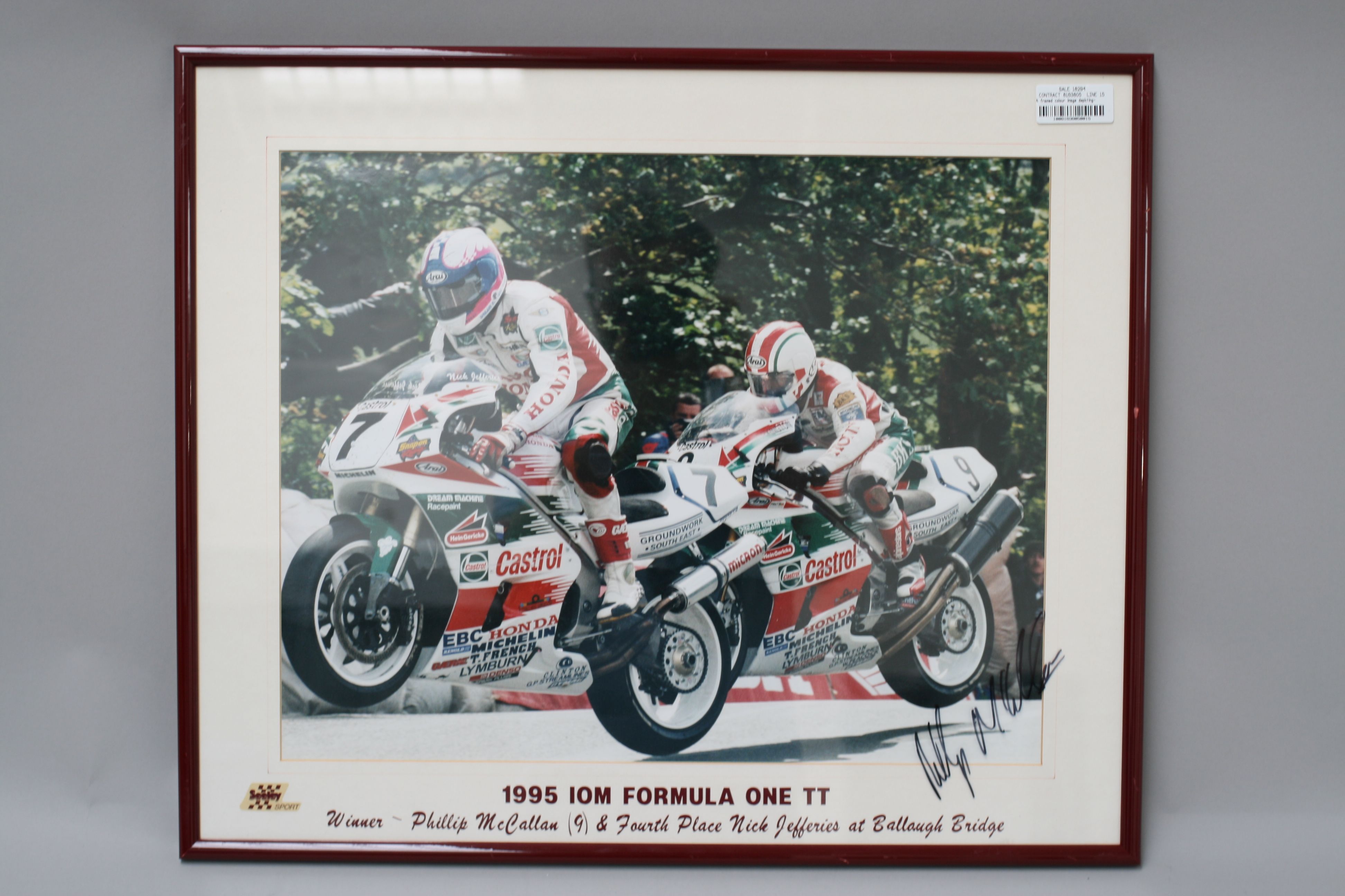 Bonhams Cars : A framed colour image depicting Phillip McCallan passing ...