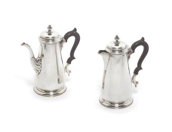 Bonhams : ASPREY A pair of silver cafe au lait pots, by John B ...