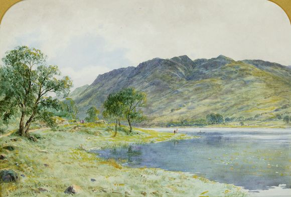 Bonhams : Waller H. Paton Untitled Mountain scene with figures by a lake