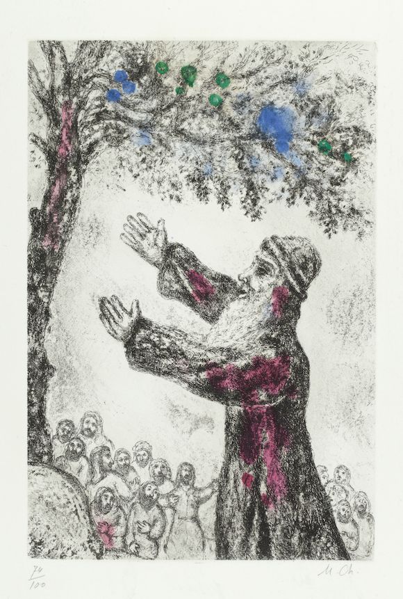 Bonhams : Marc Chagall (Russian/French, 1887-1985) Exhortation of Joseph (from La Bible) Etching ...