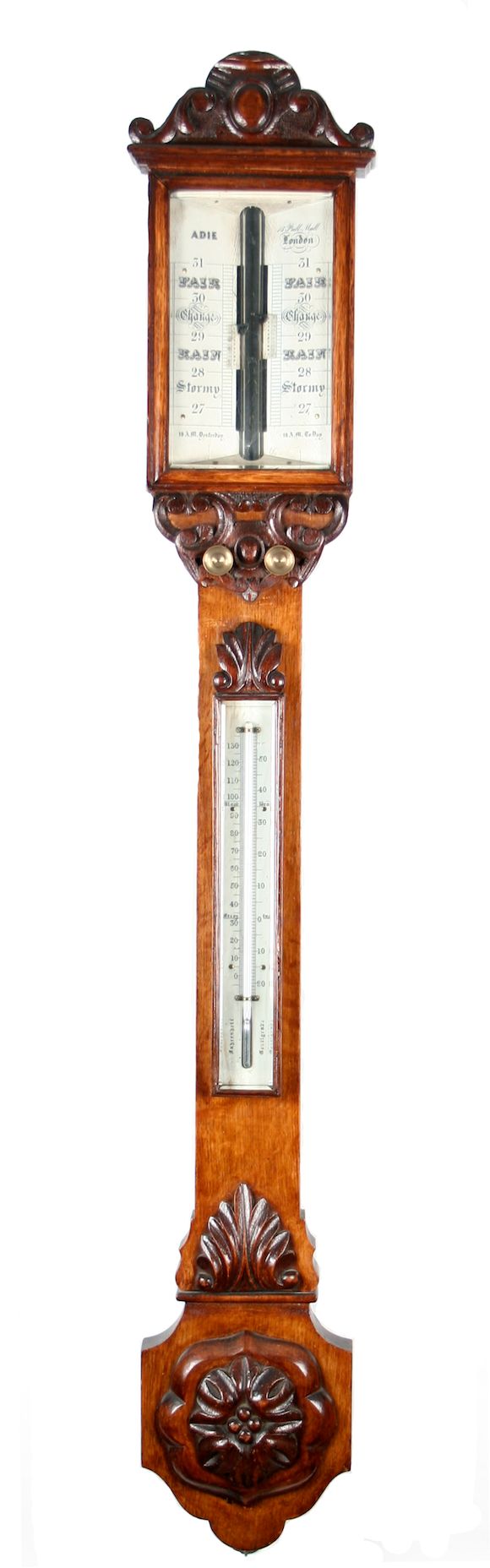 Bonhams : A Victorian carved oak stick barometer Adie, 15 Pall Mall, London