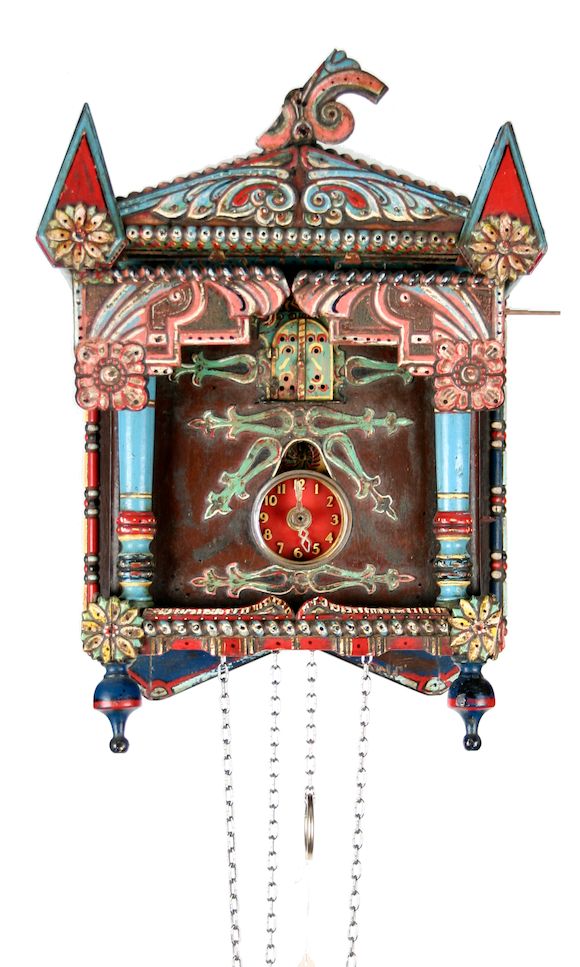 Bonhams : A rare Black Forest polychrome-painted cuckoo-and-quail wall ...