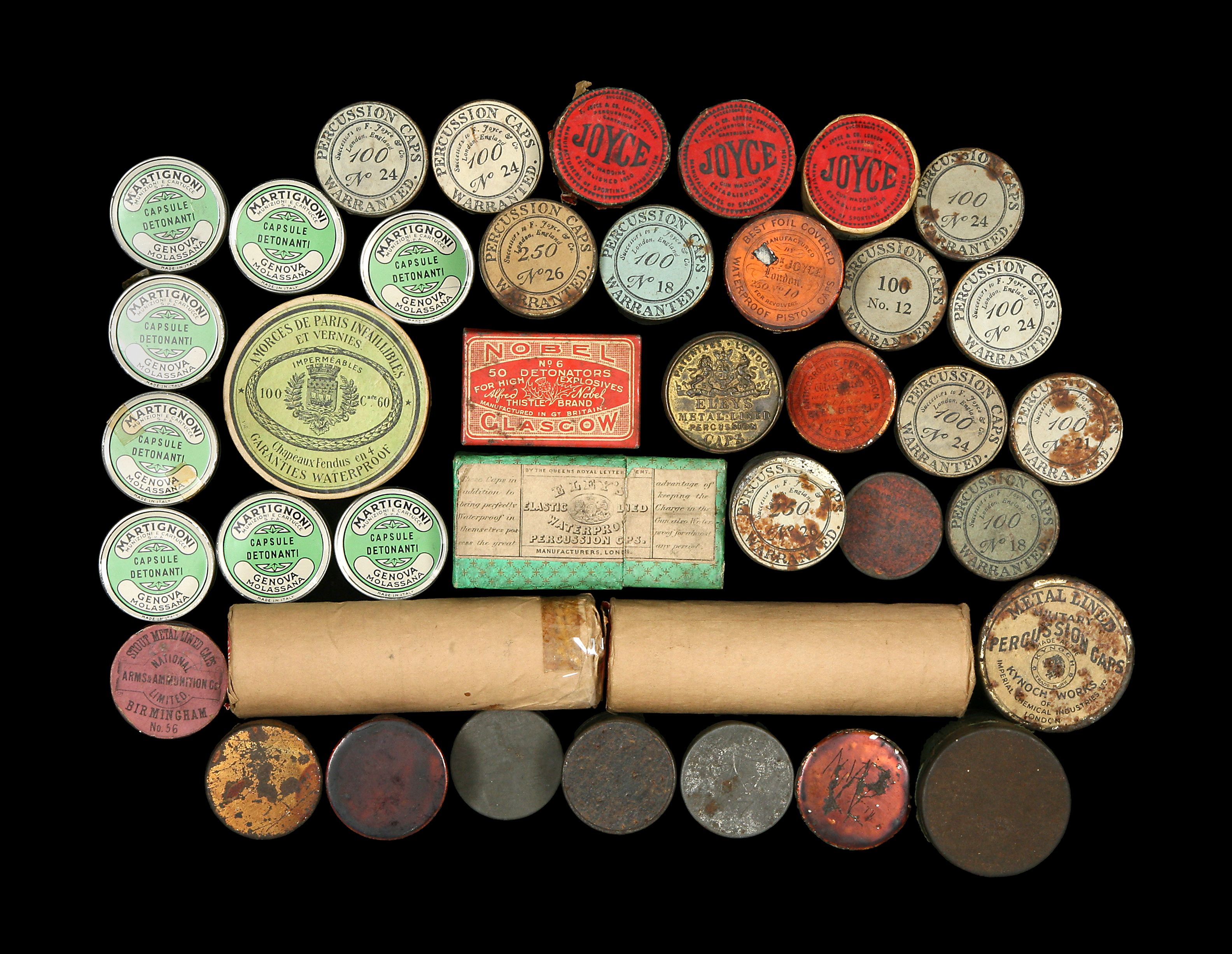 Eley Bros and Joyce Percussion Caps PLUS Partial Box of US Rimfire ...