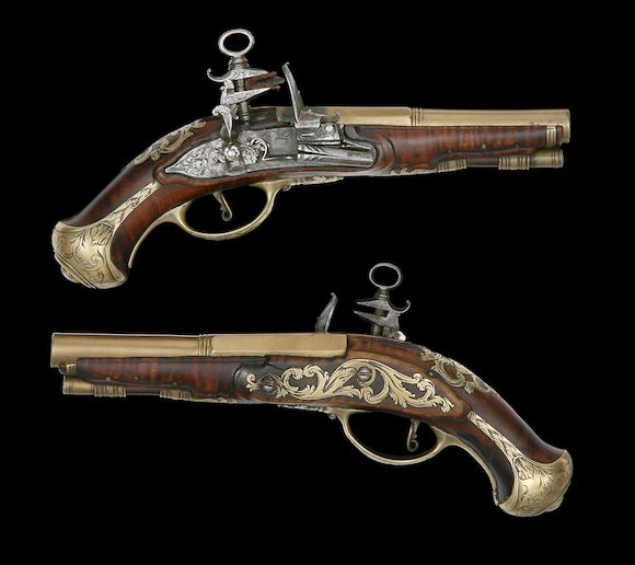 Bonhams : A Fine Small Pair Of Italian 120-Bore Brass-Mounted Roman ...