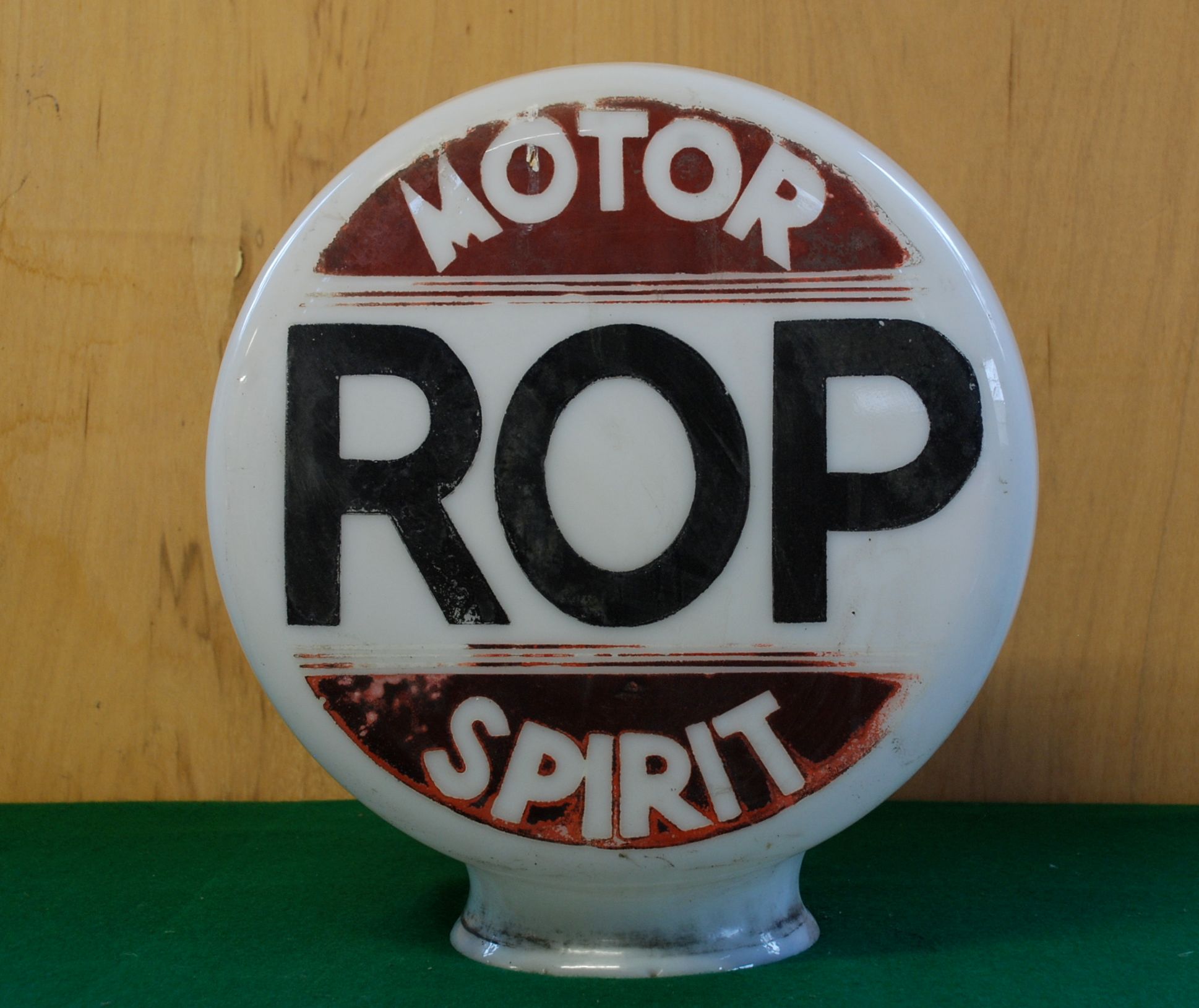 Bonhams Cars : A ROP Motor Spirit glass petrol pump globe,