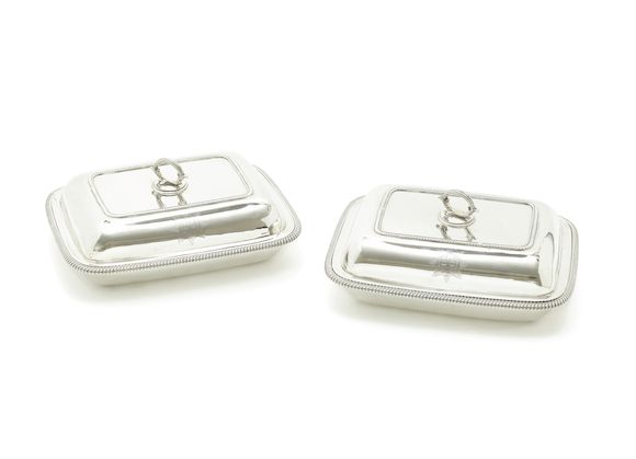 Bonhams : A pair of George IV silver rectangular entrée dishes and ...