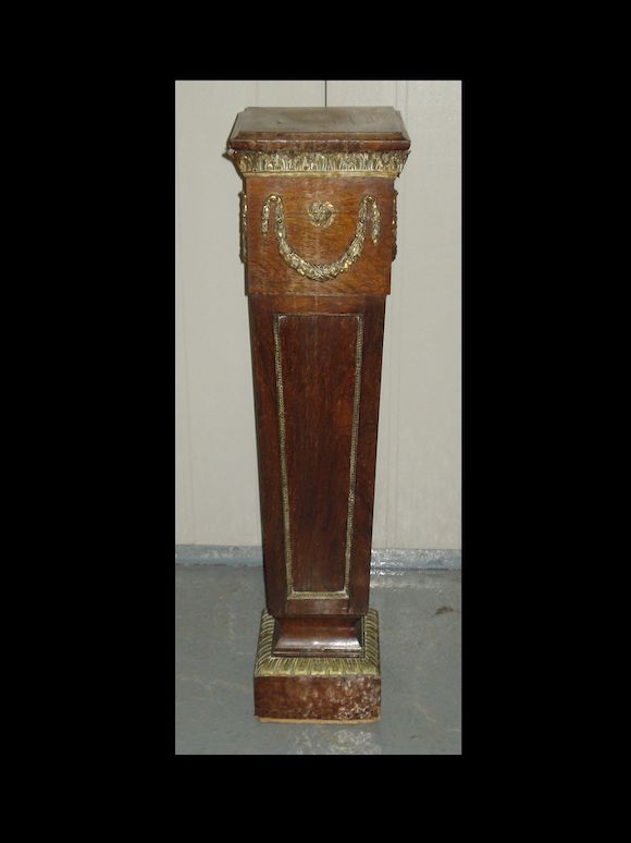 Bonhams : An Adam Revival oak and brass mounted pedestal,