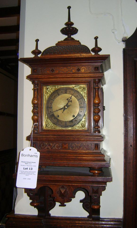 Bonhams : A German walnut cased bracket clock with original bracket ...