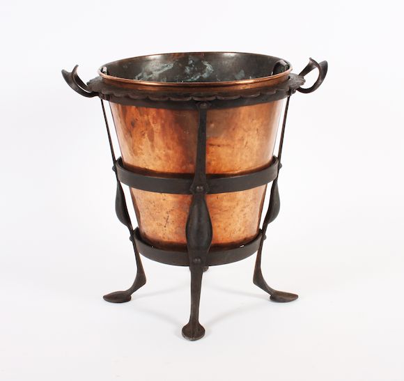 Bonhams : A blackened wrought iron and copper lined fireside bucket in ...